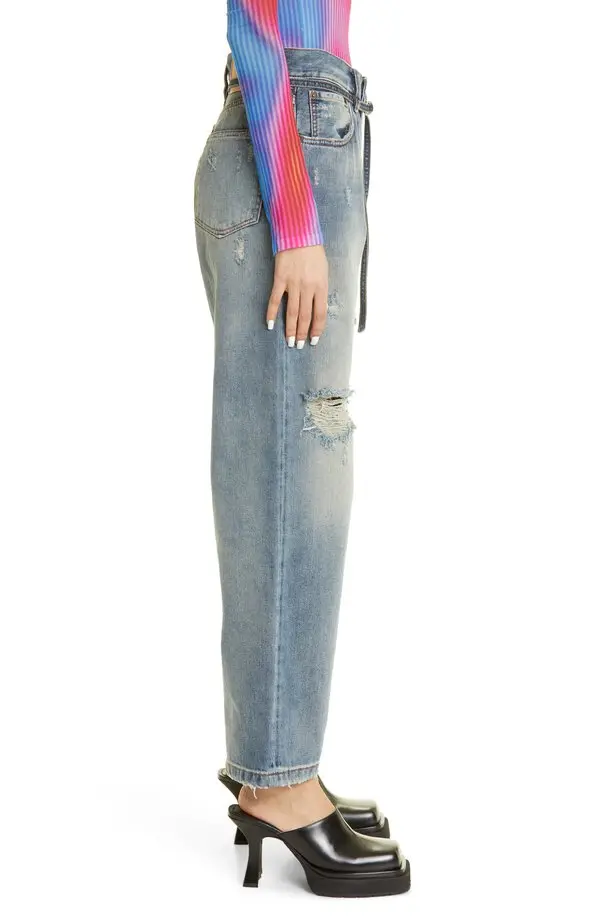 Acne Studios 1991 Toj Detroit Ripped Loose Fit Jeans - Mid Blue